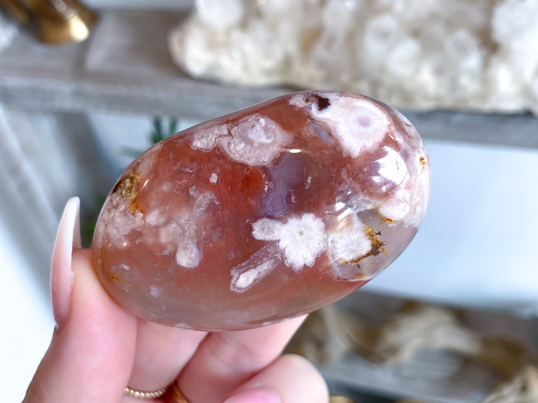 Mauve and Pink Flower Agate Palm Stone - Get Exact Item - Cherry ...