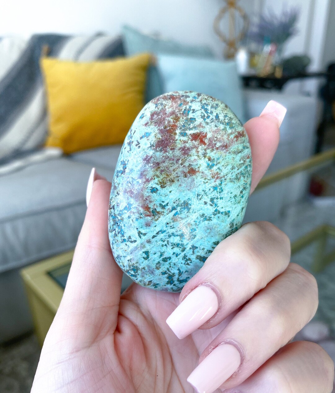 Unique Turquoise Palm Stone Aligns All the Chakras Get This Exact Stone ...