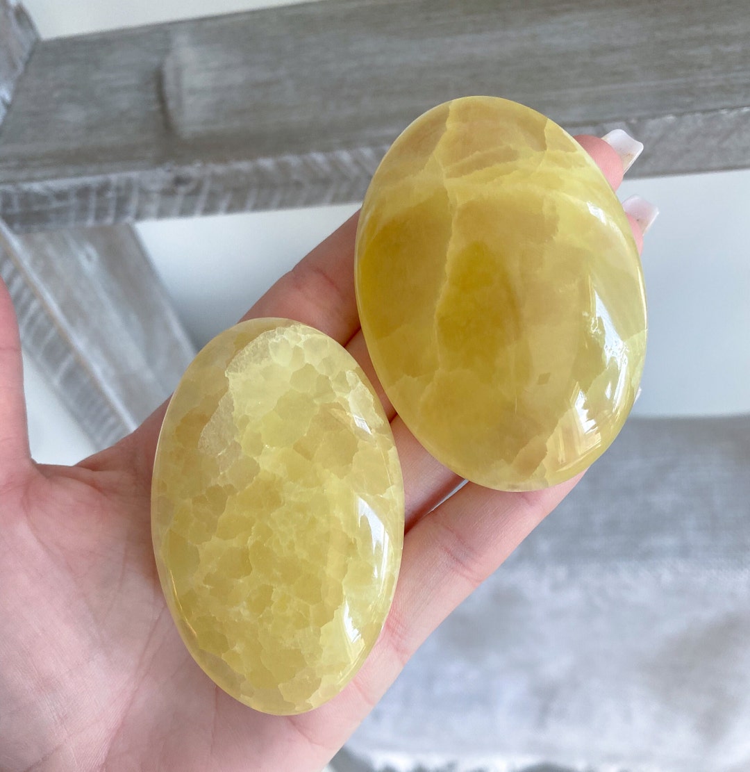 ENERGY Lemon Calcite Palm Stone - Quick Boost - Cleansing - Past ...