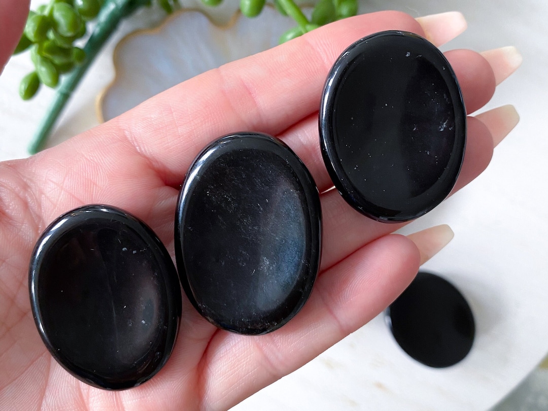 Black Obsidian Worry Stone - Protection - Safety - Remove Negativity - Etsy