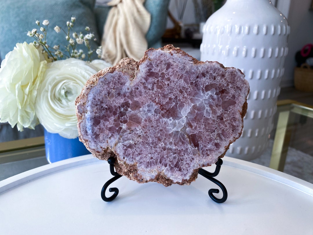 Large 4" Pink Amethyst Slab Slice - Protection - Energy Cleanse Crystal ...