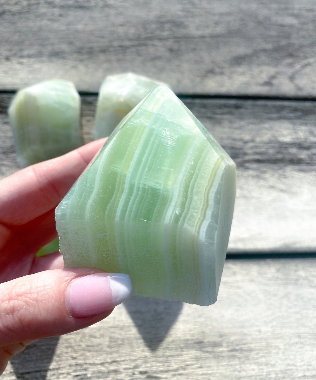 Green Calcite Top Polish Point - Increase Patience - Self Love - Heart ...