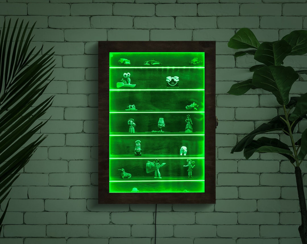Wall Display Shelf With Led, Wood Display Shelf Neon, Figure Display ...