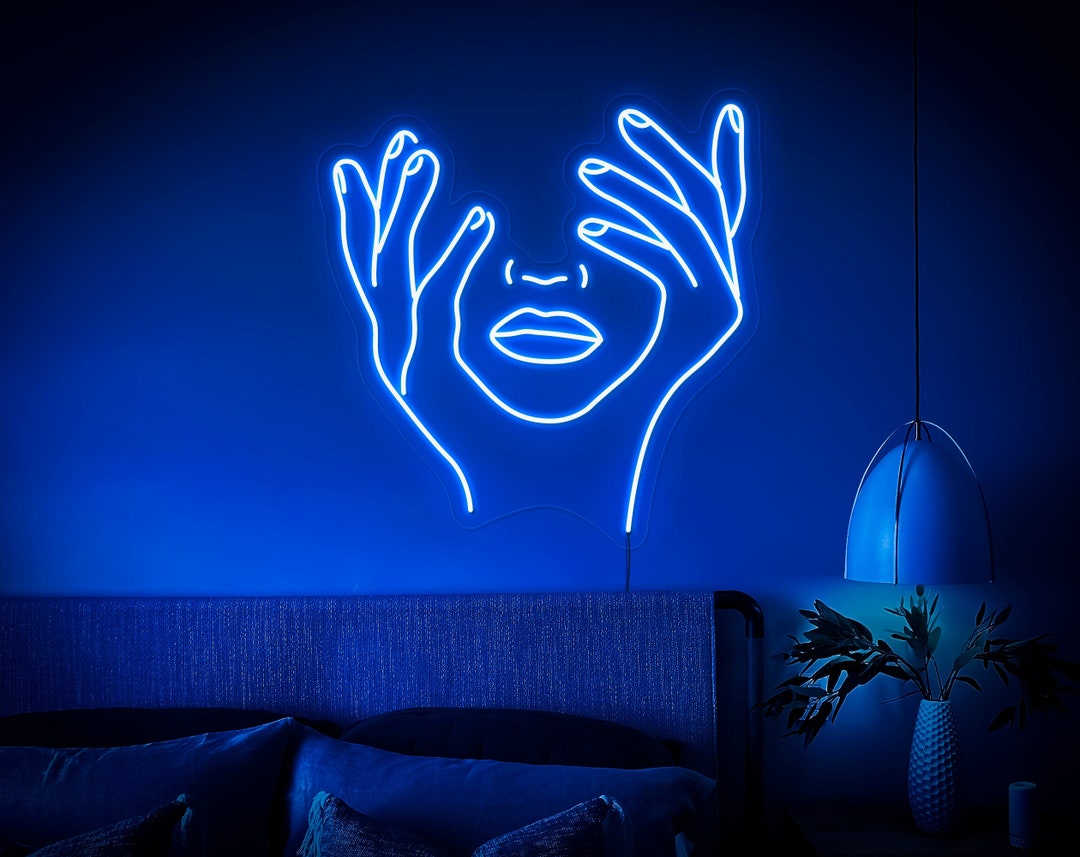 Woman Face Neon Signface Neon Signhands Neon Signlady Neon - Etsy