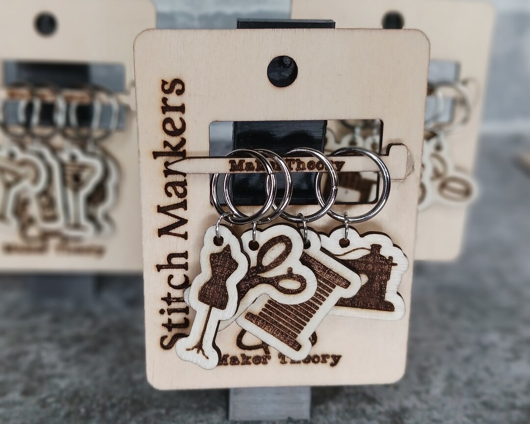 Stitch Markers | Sewing Themed 4 Pack | Laser Printed Wood for Your ...