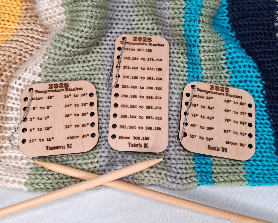 Temperature Blanket Color Chart W/ Location Wood Crochet Knitting Color ...