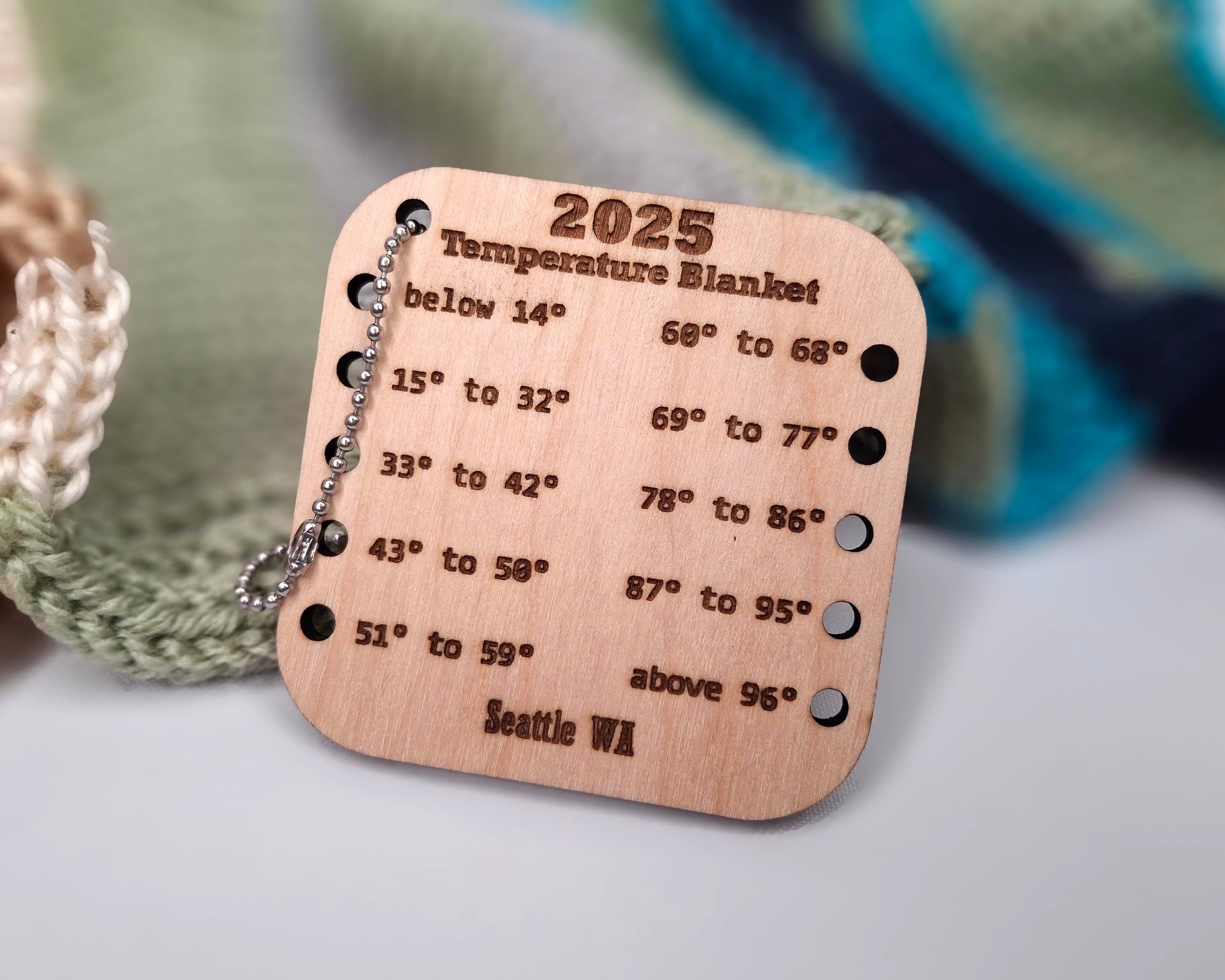 Temperature Blanket Color Chart W/ Location | Wood Crochet Knitting ...