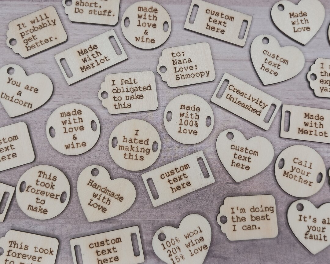 Custom Wooden Labels / Wooden Tags for Your Knitting or Crochet Project ...