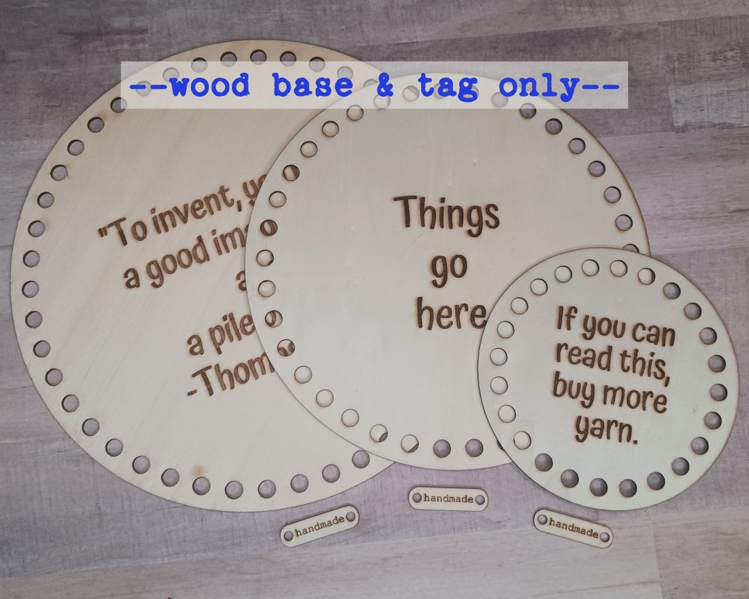 Wooden Basket Bottom With Custom Text | Round Wood Basket Base / Bag ...