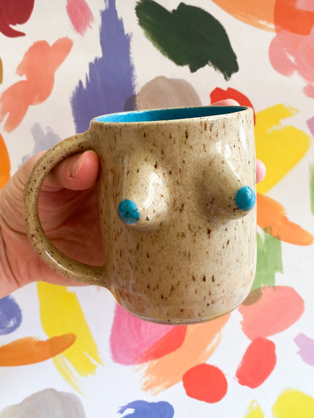 Speckled Brown Blue Boob Mug 10oz - Etsy