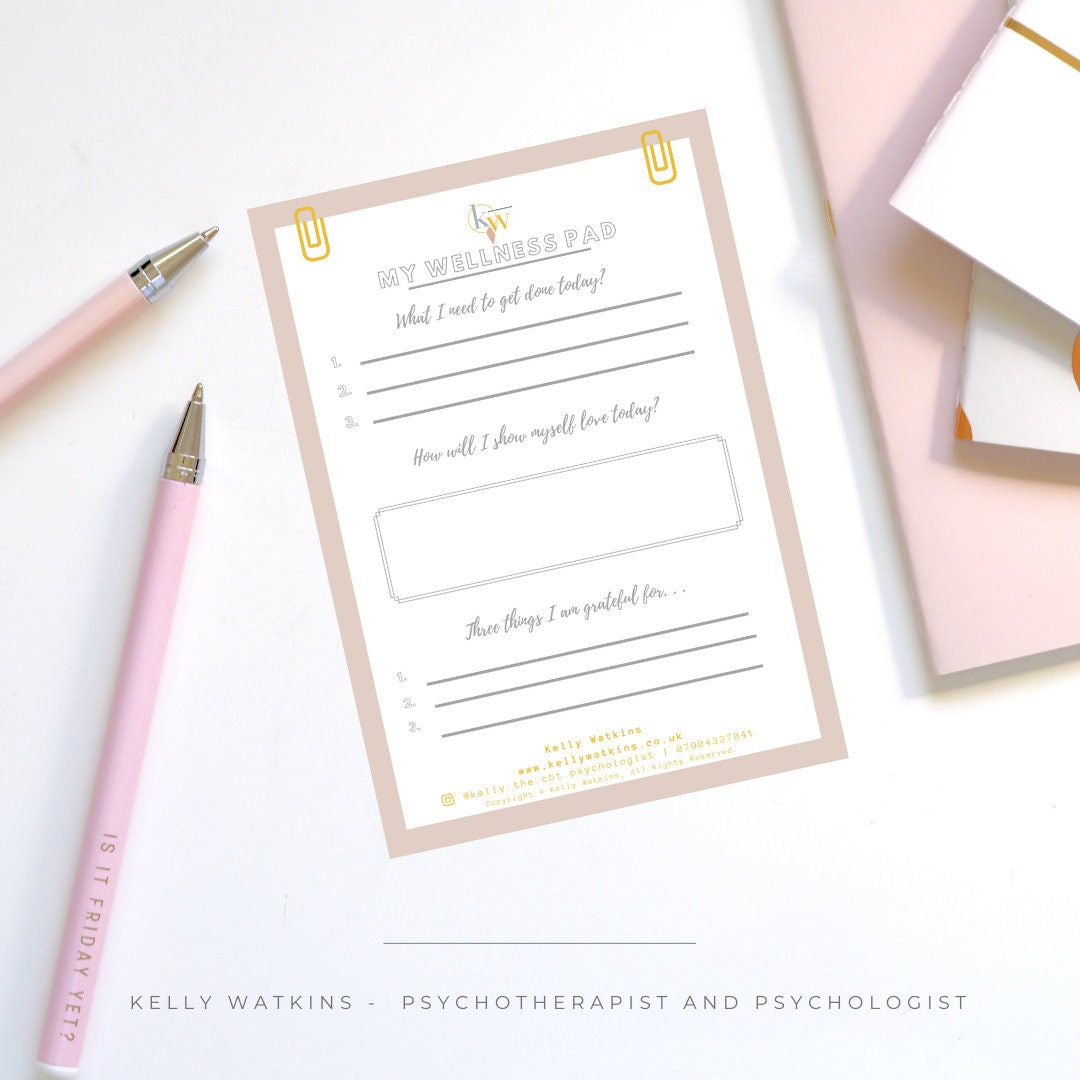 Mental Wellness Notepad for Self Love, Mental Health, Daily Reflection ...