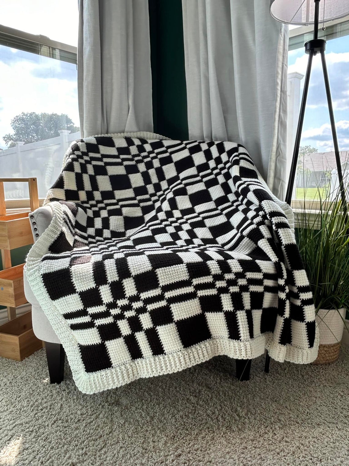 Wavy Checker Tunisian Entrelac Crochet Pattern - Etsy