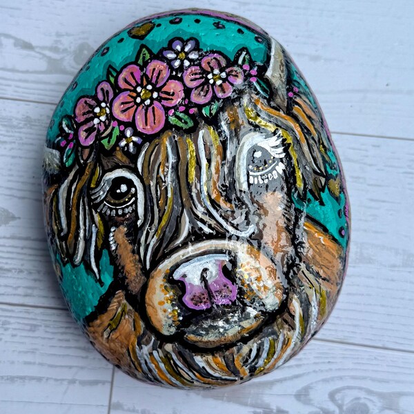 Painted Cow on Rock - Etsy
