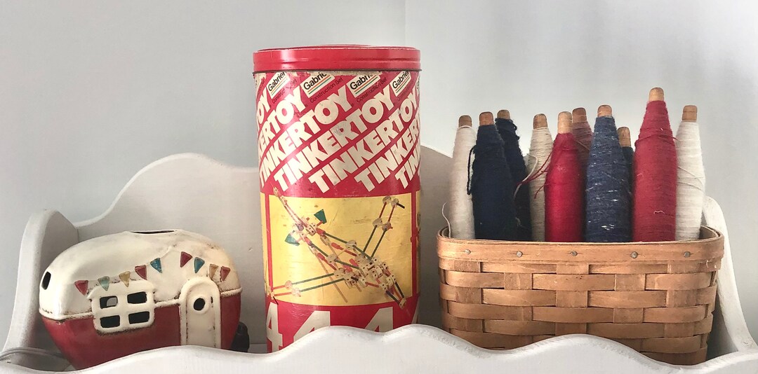 Vintage Tinker Toy Container With 54 Pieces - Etsy
