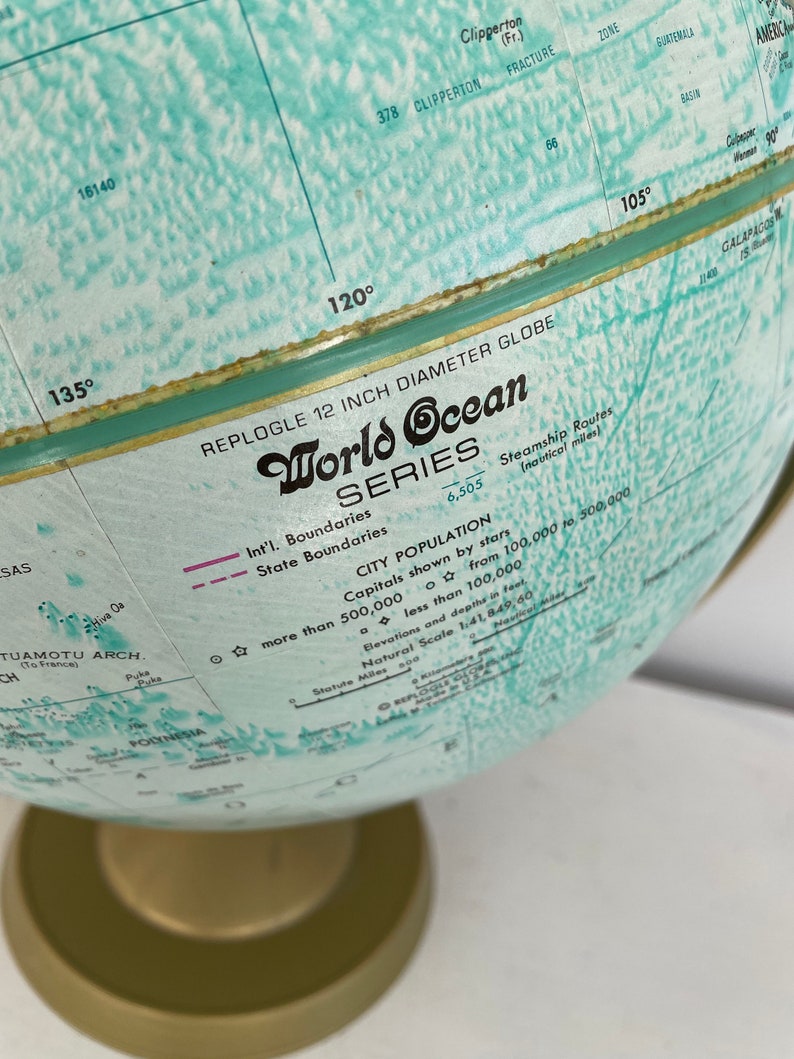 Vintage Replogle World Ocean Series Globe 12 Inch Diameter - Etsy