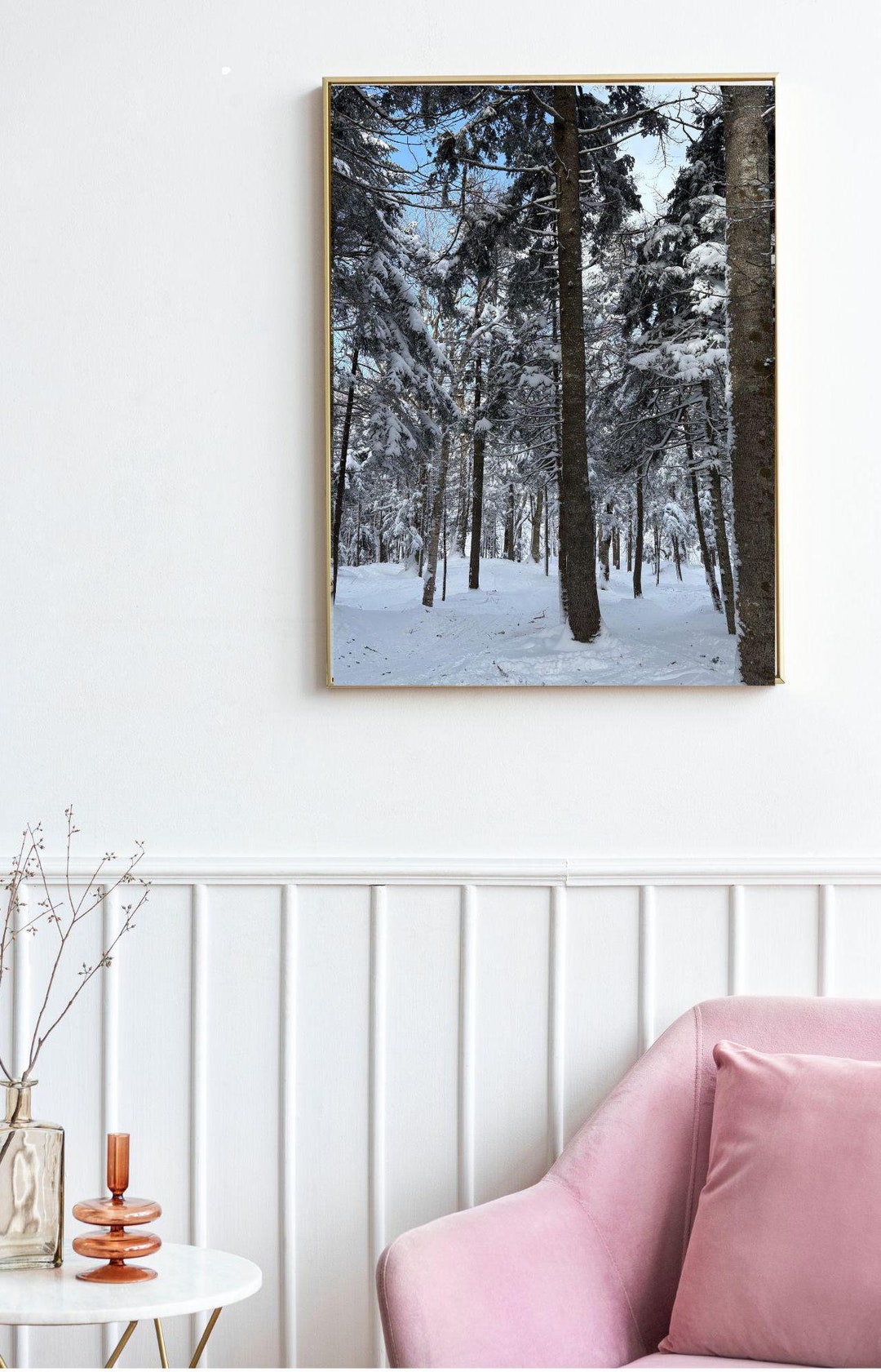 Snowy Ski Trail Poster Winter Landscape Digital Art Print Mountain ...
