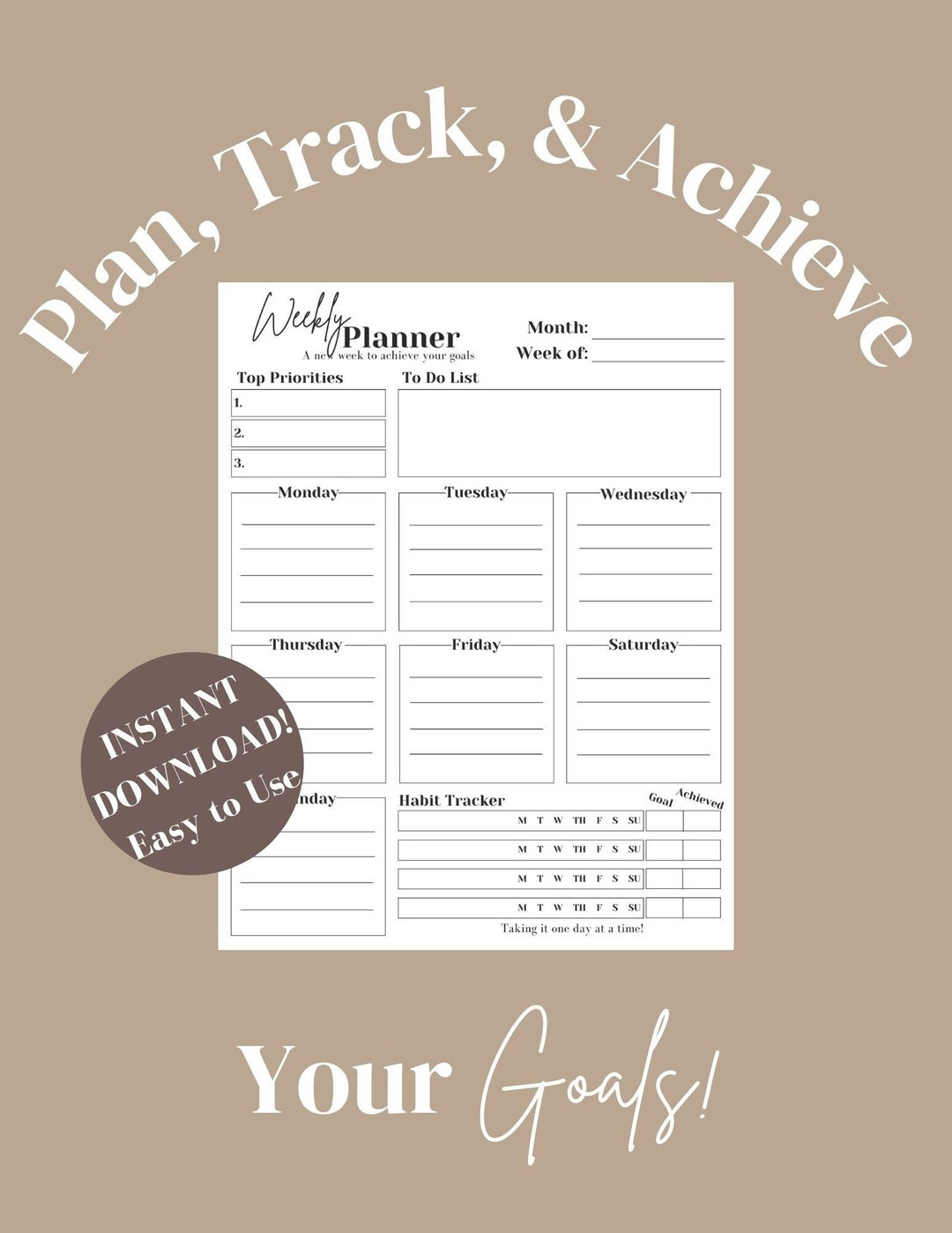 Aesthetic Weekly Planner by Instant Printable Download or Editable ...