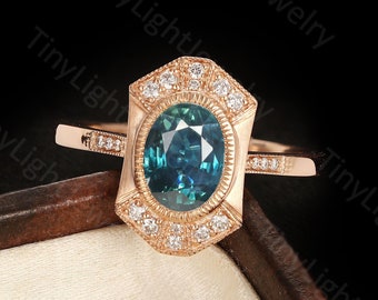 Teal Diamond Ring | Etsy