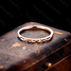 Minimalist Simple Rose Gold Wedding Band Unique Band Eternity Ring ...