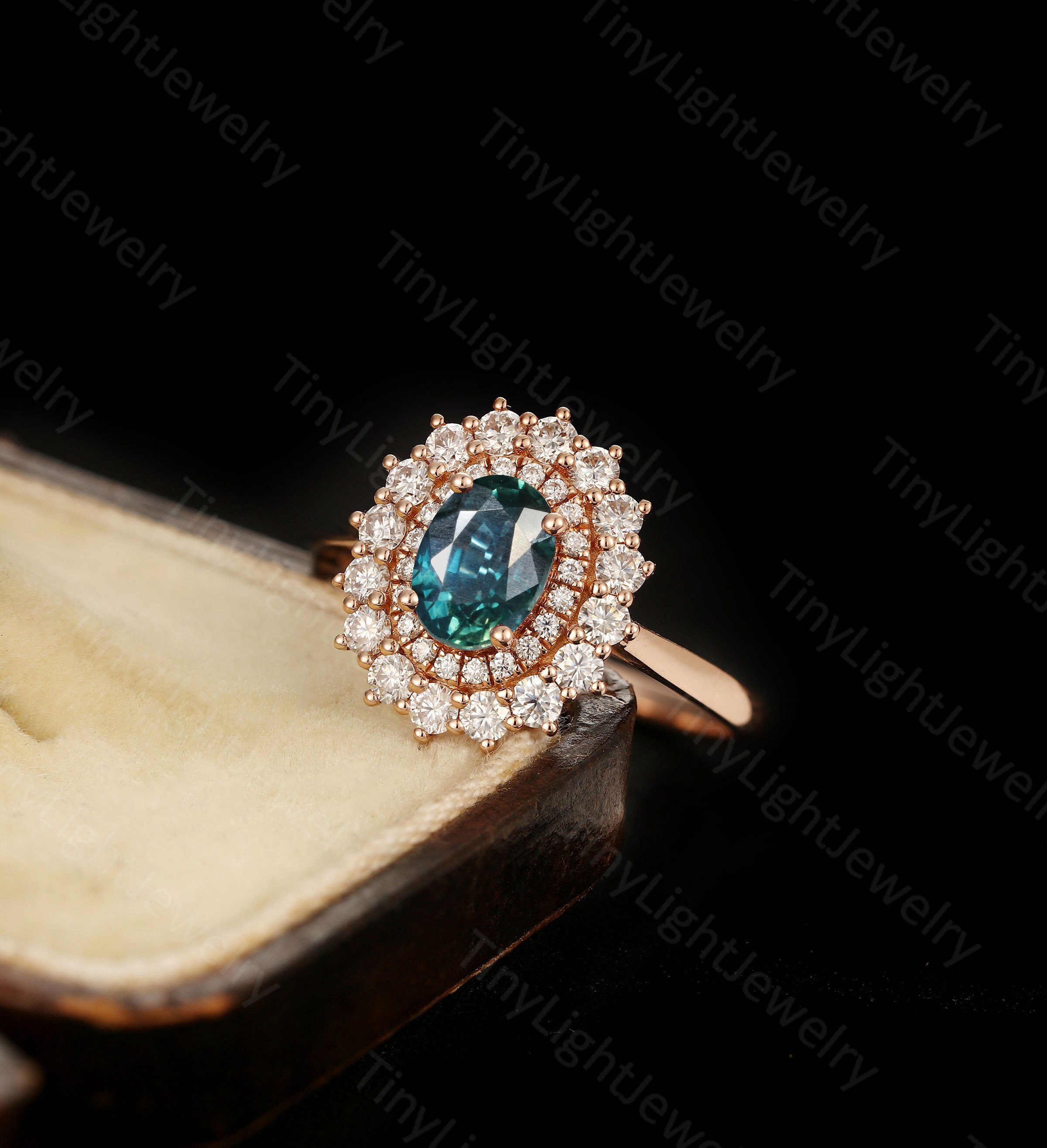 Blue Green Sapphire Engagement Ring Oval Cut Teal Sapphire | Etsy