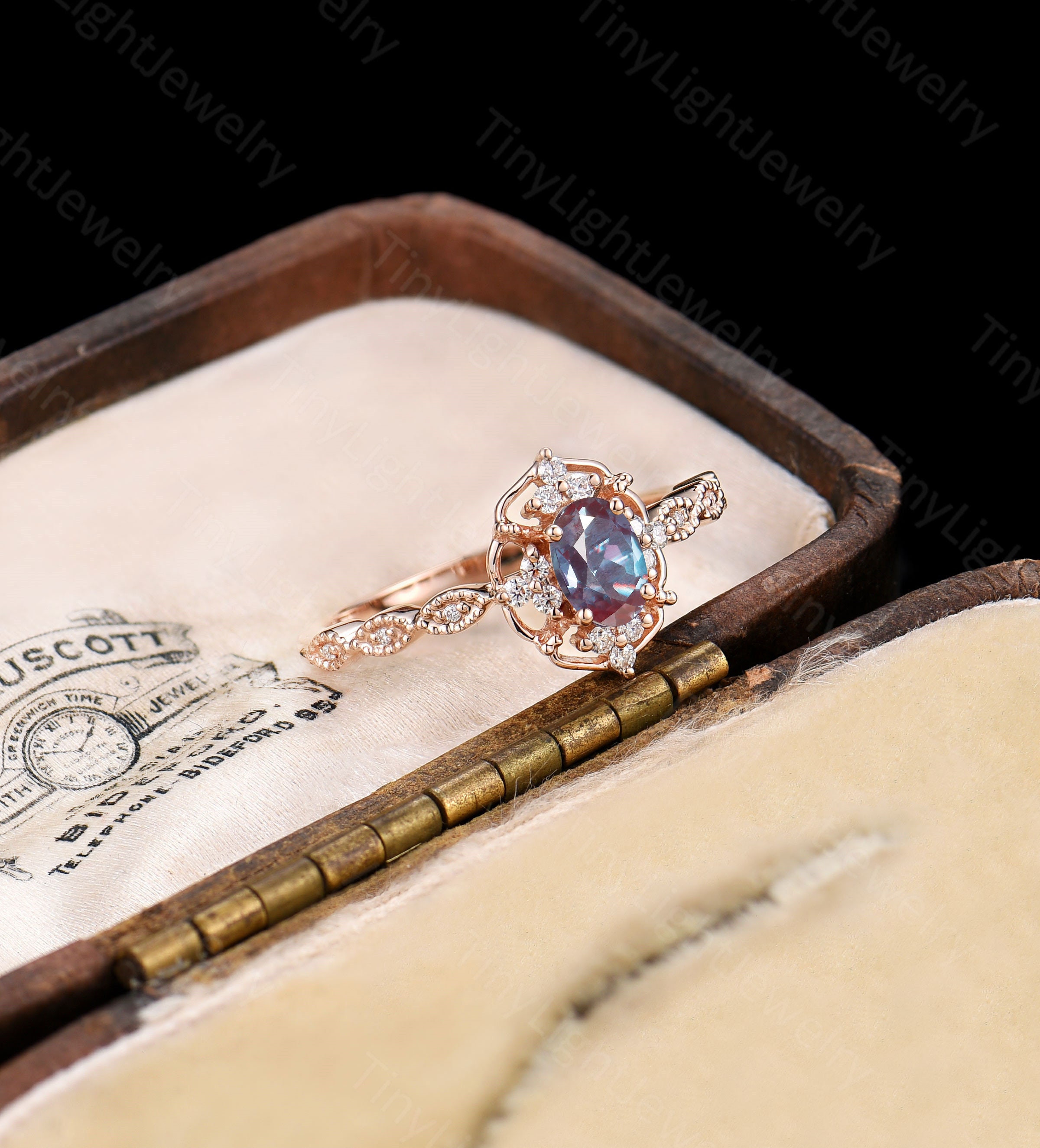 Vintage Alexandrite Engagement Ring Rose Gold Antique Wedding | Etsy