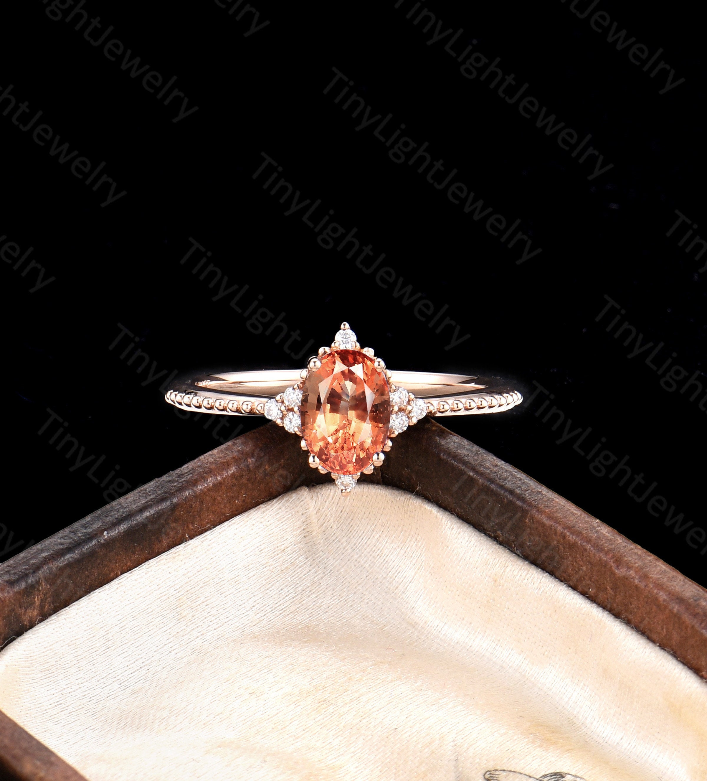 Sunstone Engagement Ring Oval Cut Sunstone Ring Art Deco Three - Etsy