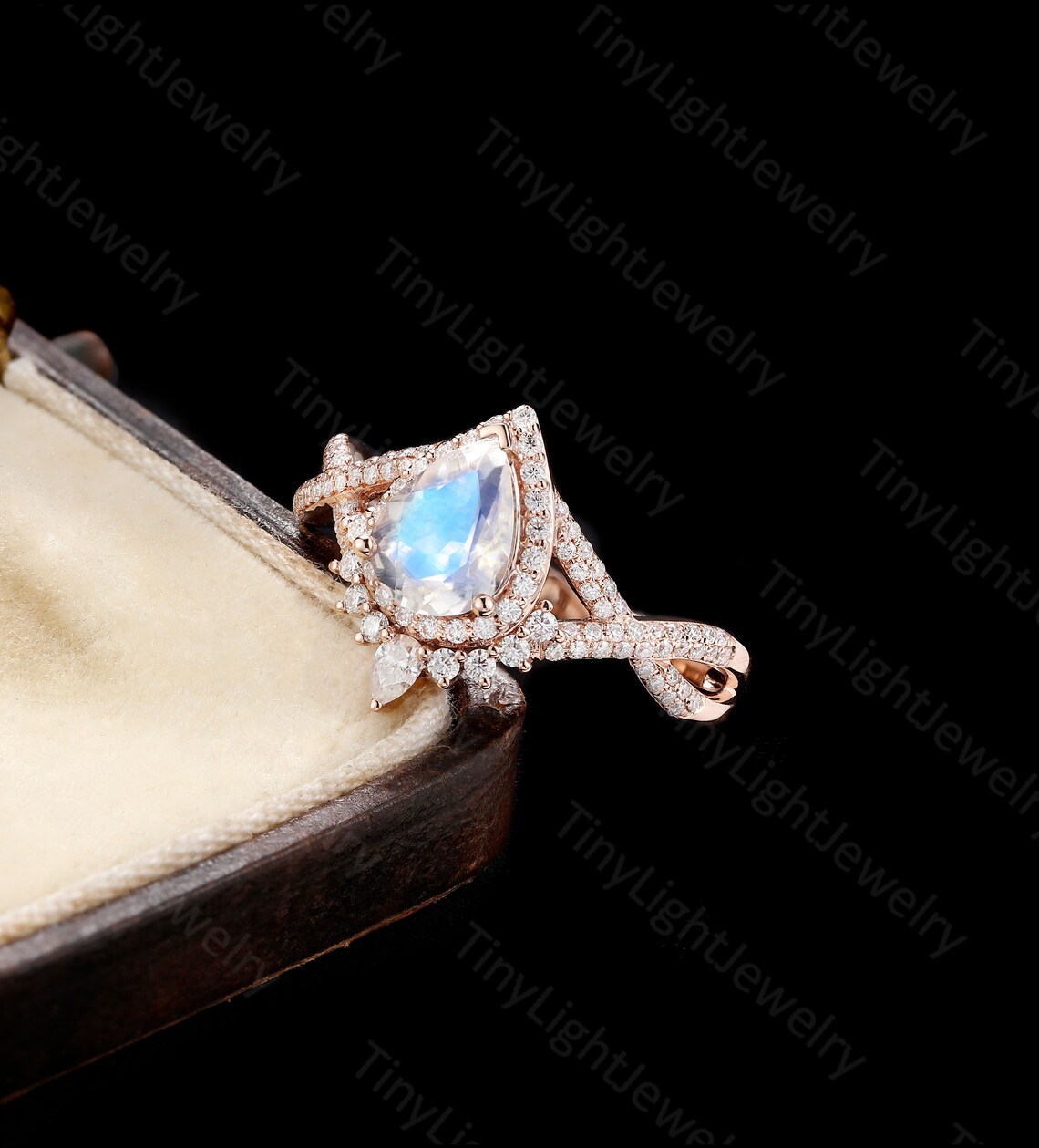 Pear Shaped Moonstone Engagement Ring Moissantie Ring Rose - Etsy