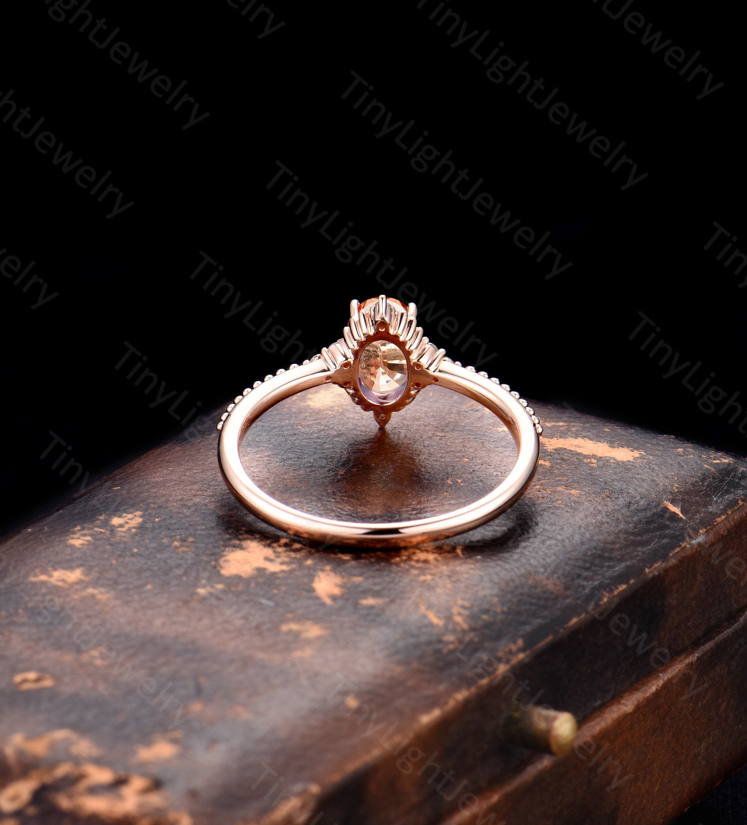 Sunstone Engagement Ring Oval Cut Sunstone Ring Art Deco Three - Etsy