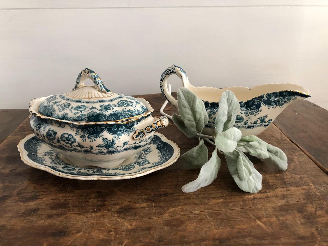 Beautiful Antique English Sauce Boat/jug and Matching Mini Tureen in ...