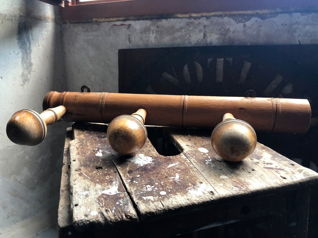 Lovely Vintage French Faux Bamboo Wooden Peg Rail/coat Rack, 3 Pegs ...