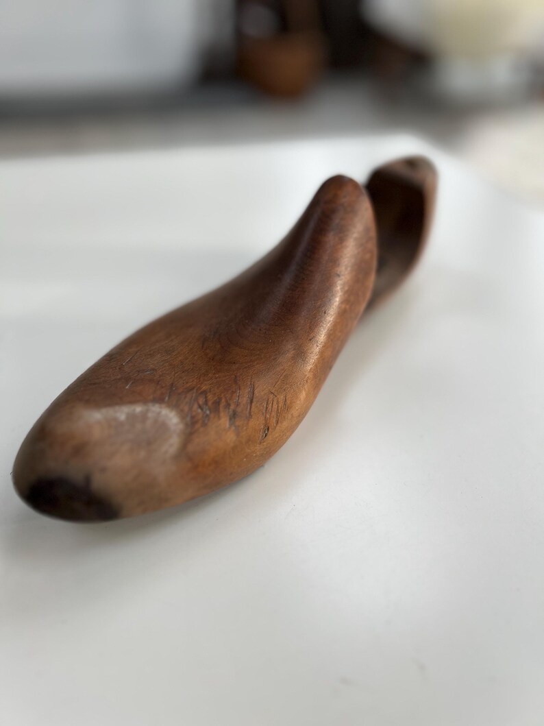 Charming Antique English Wooden Shoe Form/last With Hinged Bracket Near ...