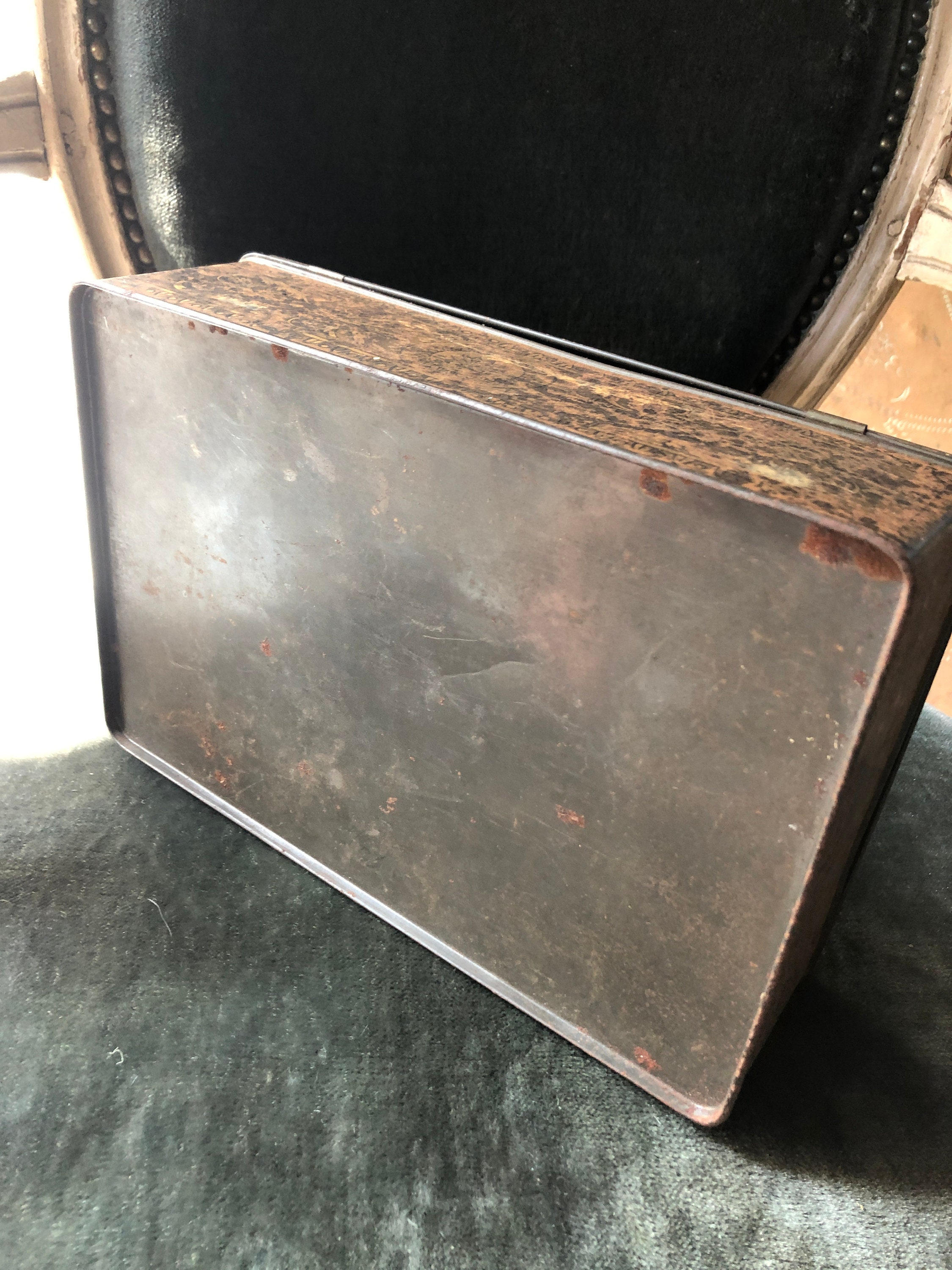Vintage French Tin With Lock - Stunning Print of a Mademoiselle on the ...