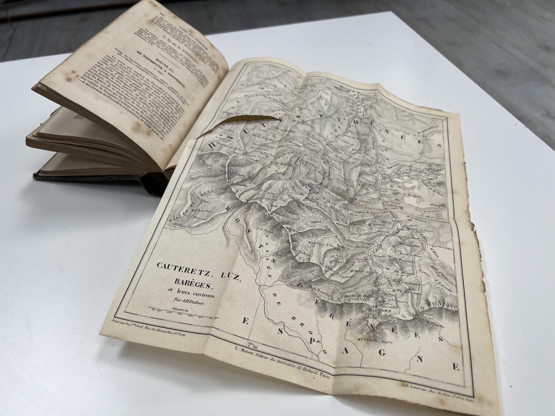 Rare Antique French Book, Entitled Guide Aux Pyrenees Full of Maps ...