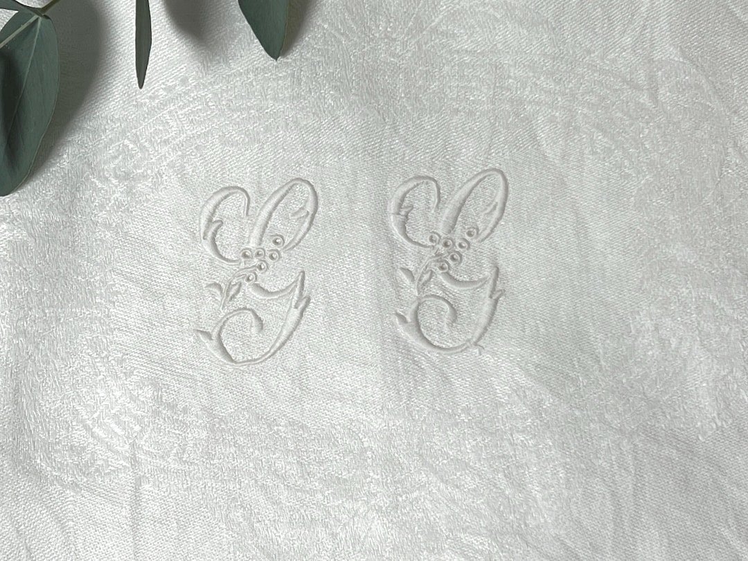 Beautiful Vintage French Linen Napkin, Monogrammed GG in Centre, Pretty ...