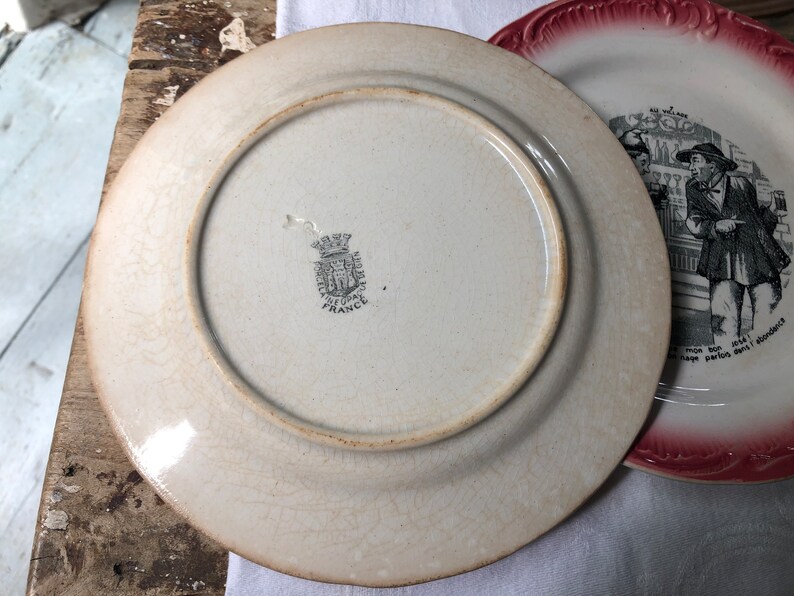 Beautiful Set of 2 Antique French Comical Talking Plates, 19th Century ...
