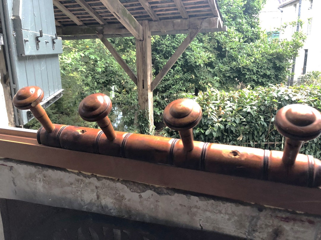 Gorgeous Vintage French Faux Bamboo Peg Rail, 4 Pegs, Slightly Darker ...