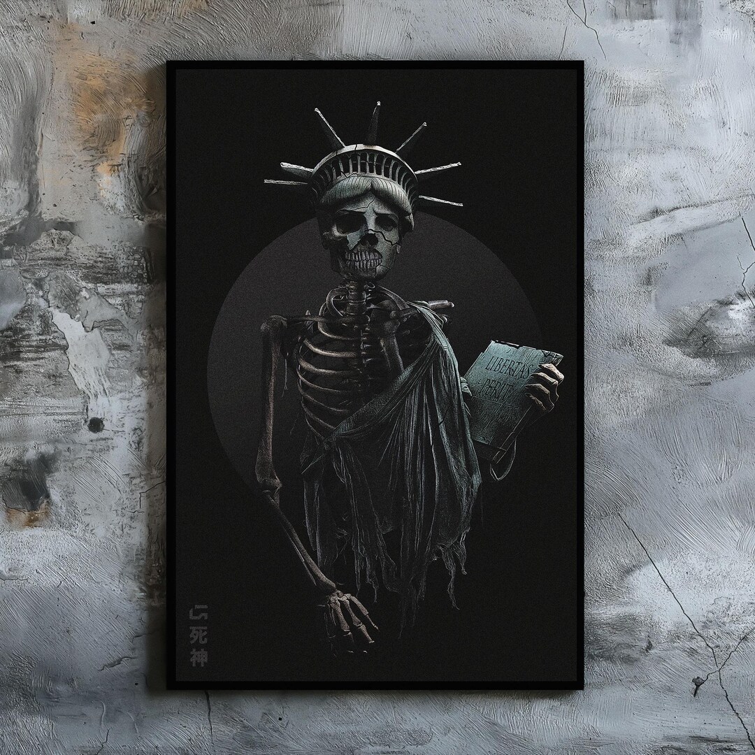 Skeleton Statue of Liberty Art Print, Punk Political Poster - Etsy