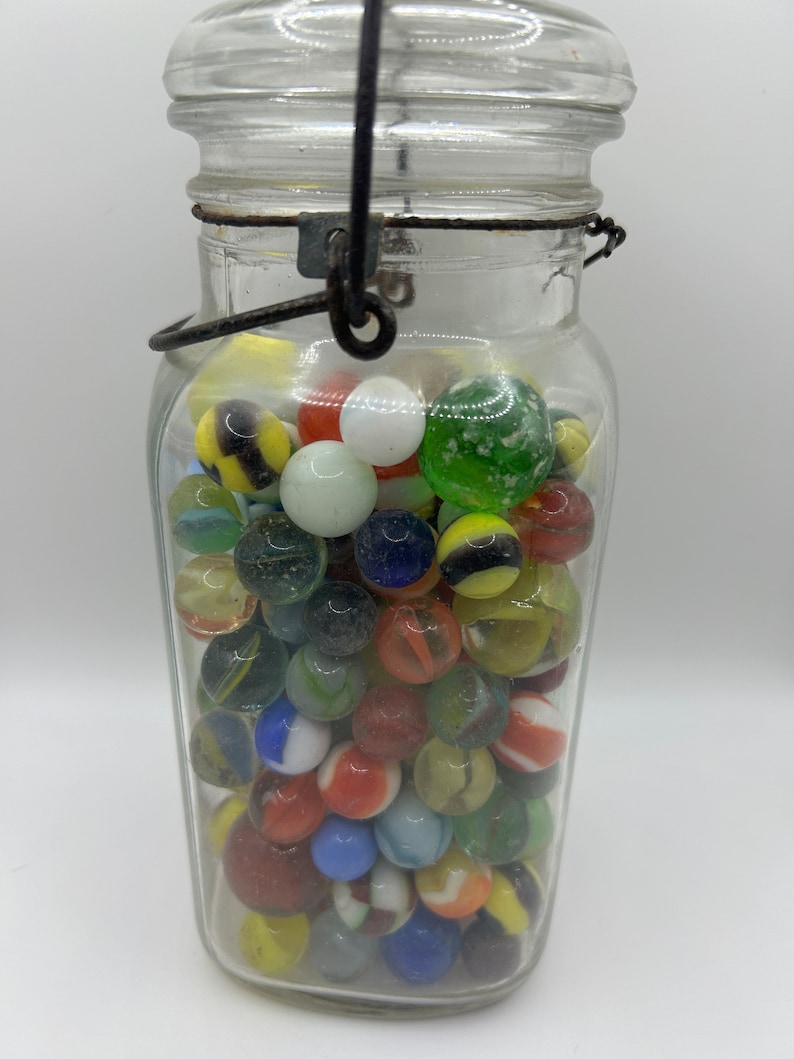 Vintage Marbles in Jar - Etsy