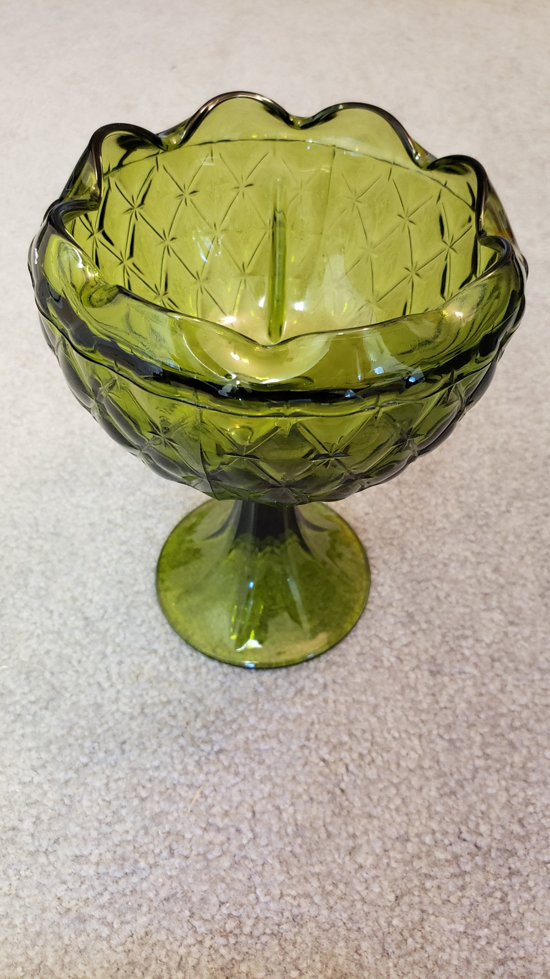 Vintage Green Glass Vase - 1960's - Etsy