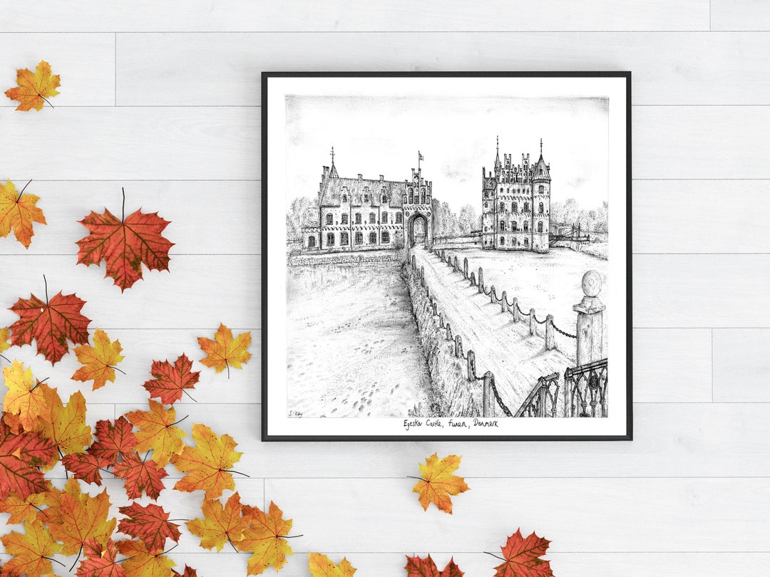 Digital Download Print/ Original Ink Drawing of Egeskov Castle ...