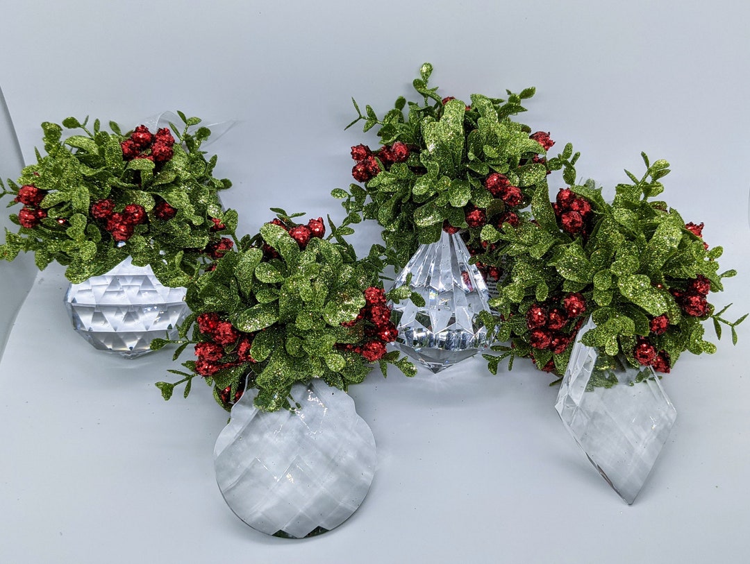 Mistletoe Ornament With Crystal Drops - Etsy