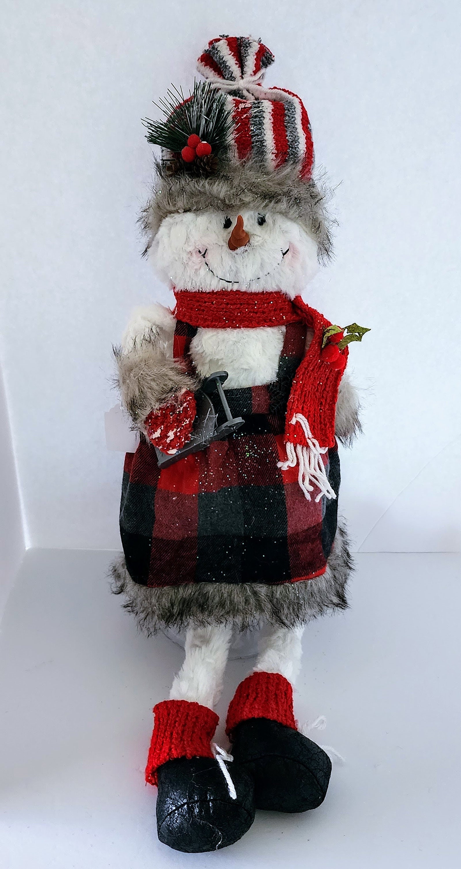 Plaid Plush Snowman Sitters With Dangling Legs - Etsy