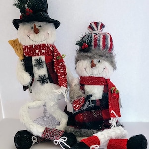 Plaid Plush Snowman Sitters With Dangling Legs - Etsy