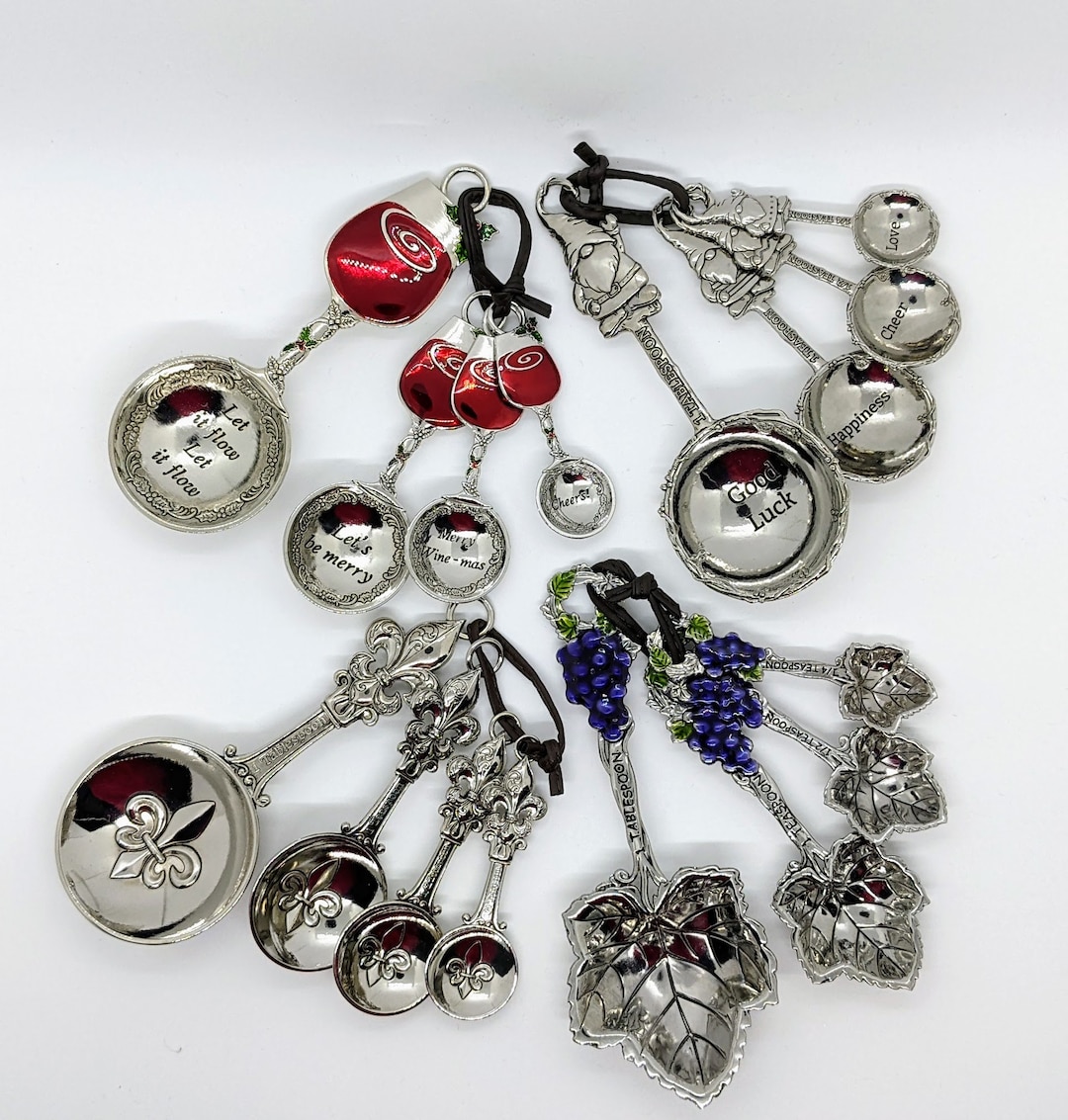 Decorative Measuring Spoons Sets: Fleur De Lis, Grapes, Turtles, Cats ...