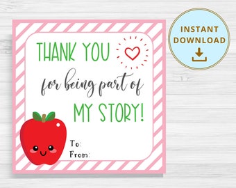 Teacher Appreciation Gift Tags Printable Thank You for | Etsy