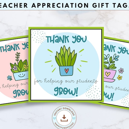 Teacher Appreciation Gift Tags Printable Thank You for - Etsy