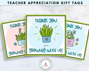 Teacher Appreciation Gift Tags Printable Thank You for - Etsy