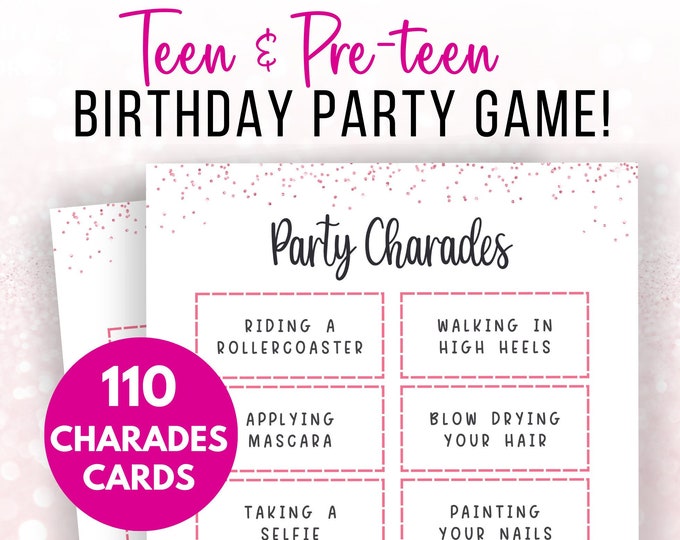 Printable Charades Game, Teen Girl Games, Charades Game for Kids ...