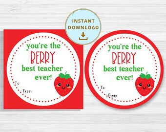 PRINTABLE Thank You for Being the BERRY Best Teacher Ever Tag - Etsy