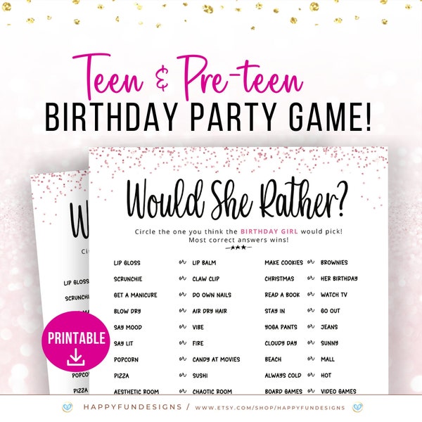 Would Be Rather Birthday Game - Etsy